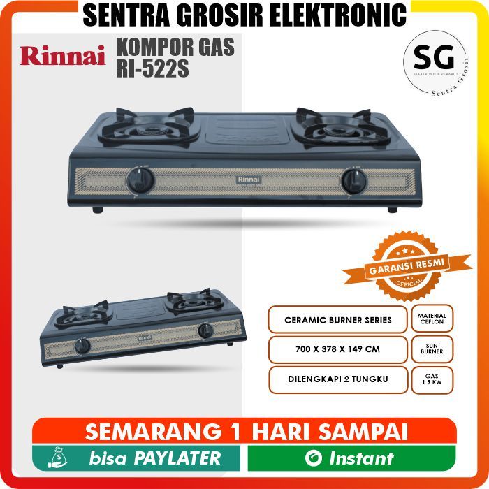 Jual KOMPOR GAS Rinnai - RI-522 S Kompor Gas 2 Tungku RI 522S | Shopee Indonesia