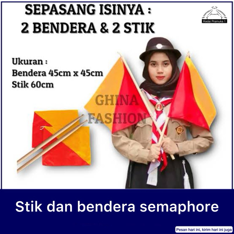 Jual Tongkat Semaphore & Bendera semapur Stik Semapur Panjang 60cm Stik ...
