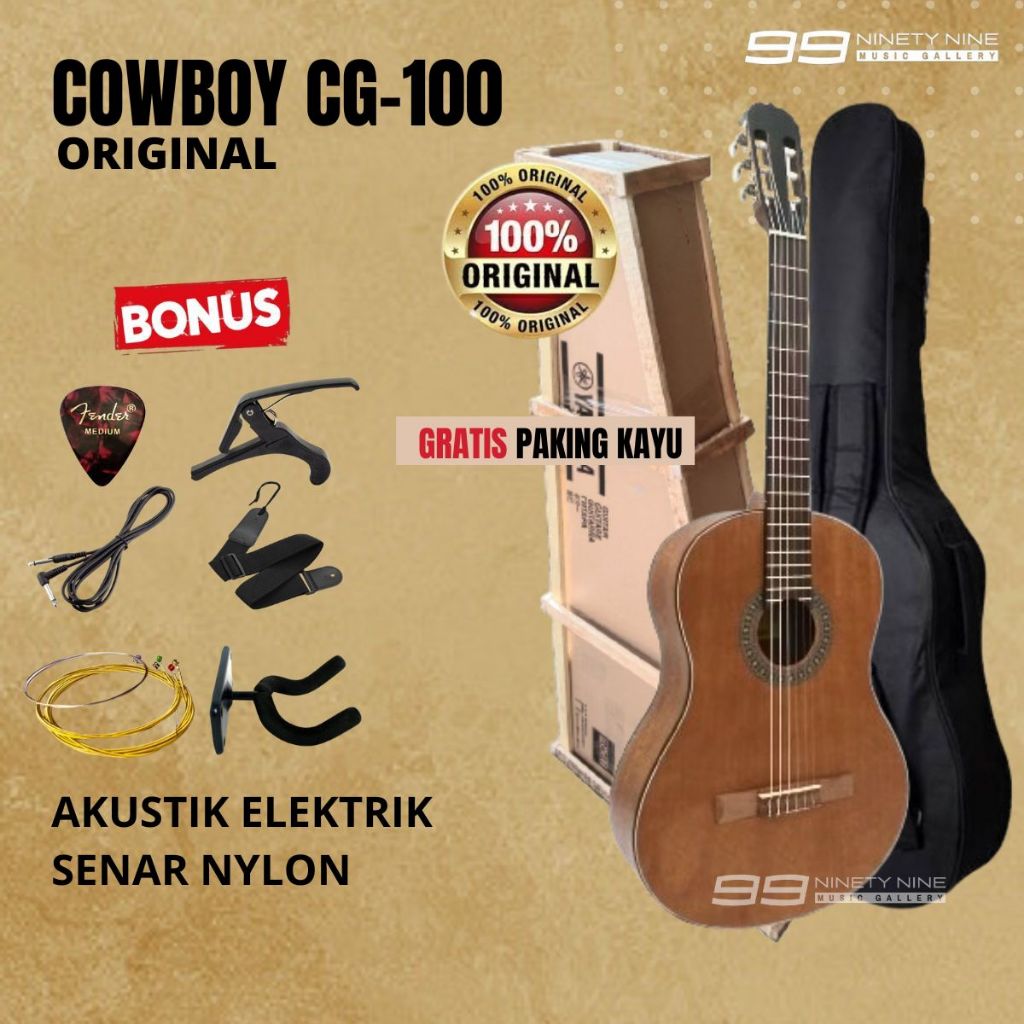 Jual Gitar Guitar Akustik Elektrik Cowboy Original CG100 3/4&4/4 NA&NS Classic Nilon Nylon ...