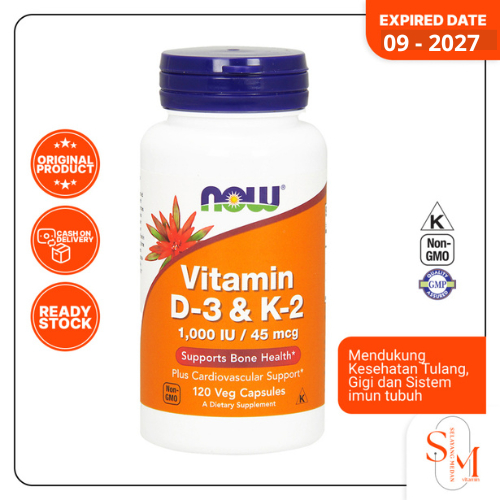 Jual Vitamin Now D-3 K-2 D-3 1000 IU K-2 45 mcg Isi 120 Cap - Vitamin D3K2 D3 K2 Tulang Sendi ...