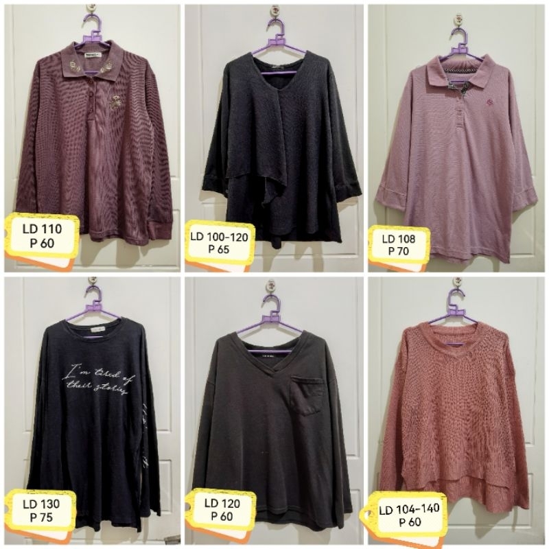 Jual (2) Blouse Atasan Lengan Panjang Big Size LD 140 130 120 110 100 Kaos Sweater Wanita Jumbo ...