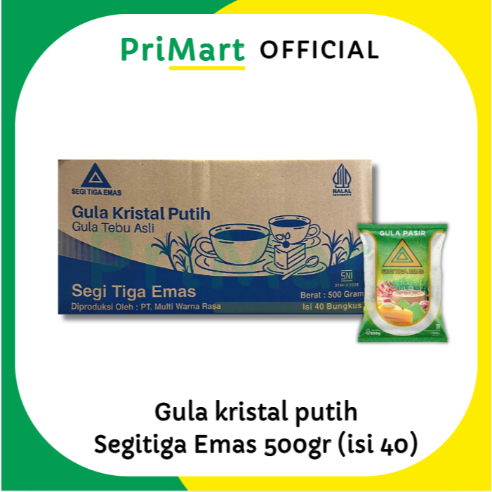 Jual Gula Pasir Putih Segi Tiga Emas kemasan 500gram isi 40 & 1kg isi ...