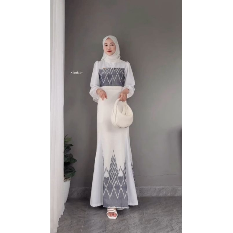 Jual (READY STOCK) GAMIS KINARA CEMARA PUTIH COUPLE TENUN KONDANGAN ...