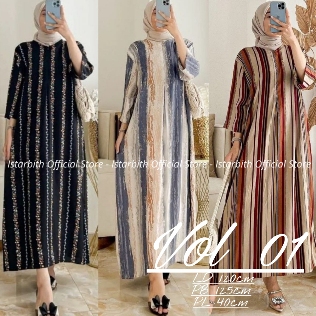 Jual Daster Rayon Viscose Motif Kekinian - Dress Gamis Busui Lengan 3/4 ...