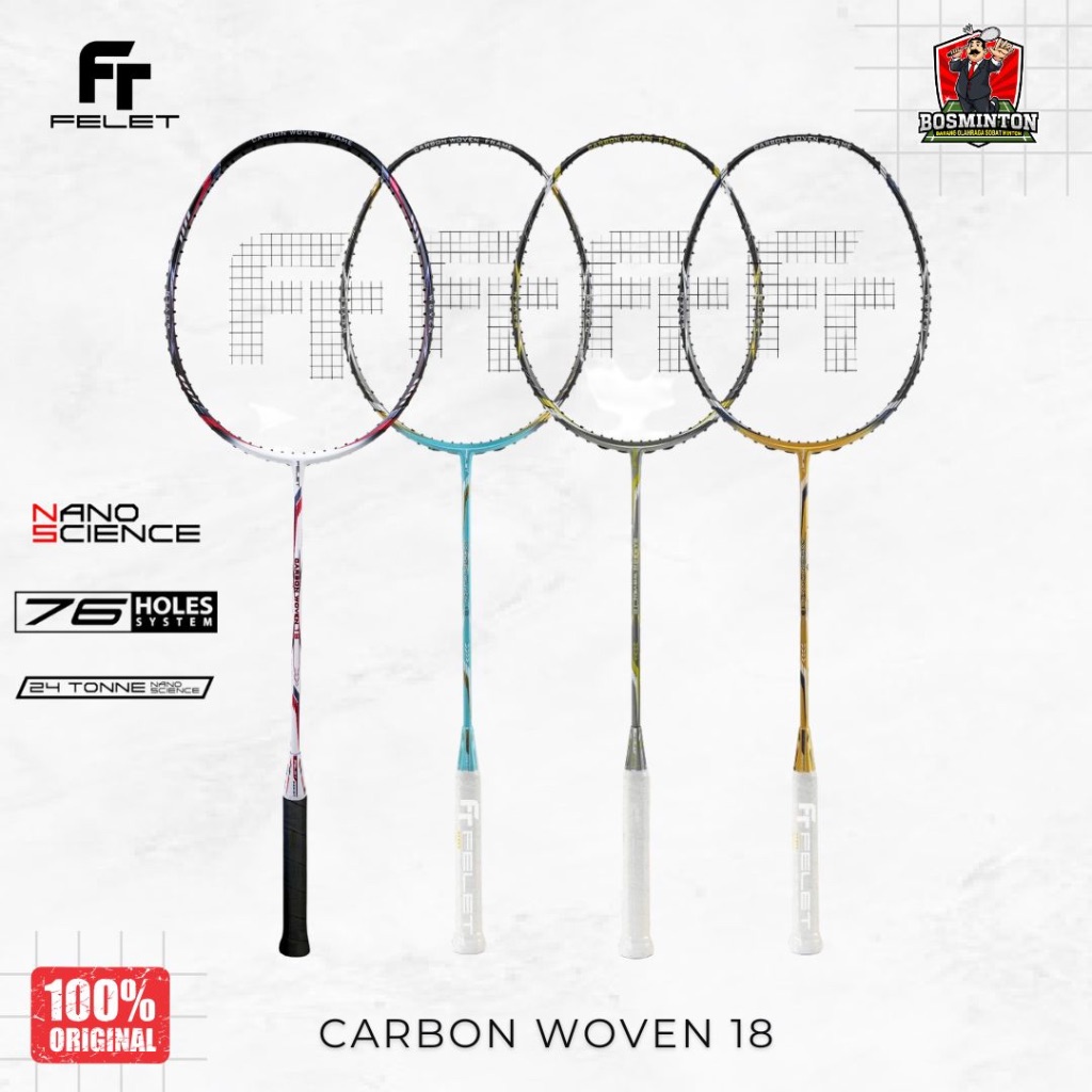 Jual Raket Badminton Felet Carbon Woven 18 Bulu Tangkis Original ...