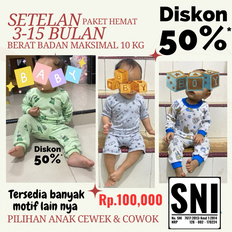 Jual PAKET ISI 3-7 SETEL BAJU ANAK BAYI (3-15 BLN ) maksimal bb 10 kg ...