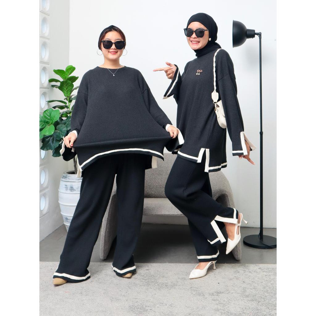 Jual One Set Wanita Kekinian Jumbo Bahan Knit List Jean Terbaru ...