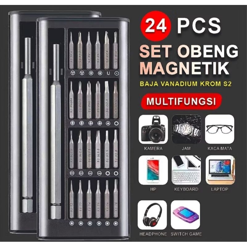 Jual Obeng Set Premium 24in1 Set Obeng Magnetic Multifungsi | Shopee ...