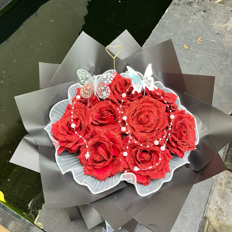 Jual Glitter Rose Bouquet | Buket gliter | Shining bouquet | Buket ...