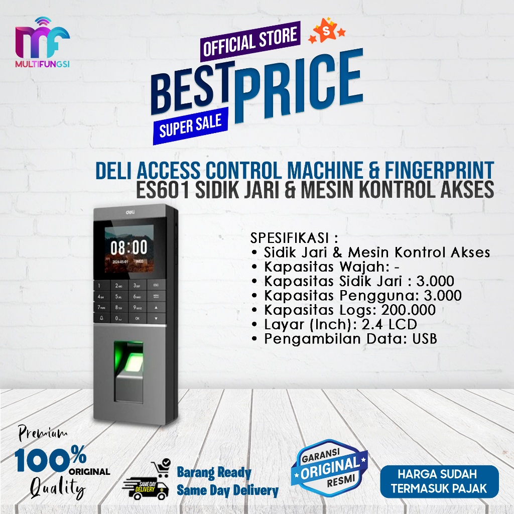Jual Deli Access Control Machine & Fingerprint ES601 Sidik Jari & Mesin ...