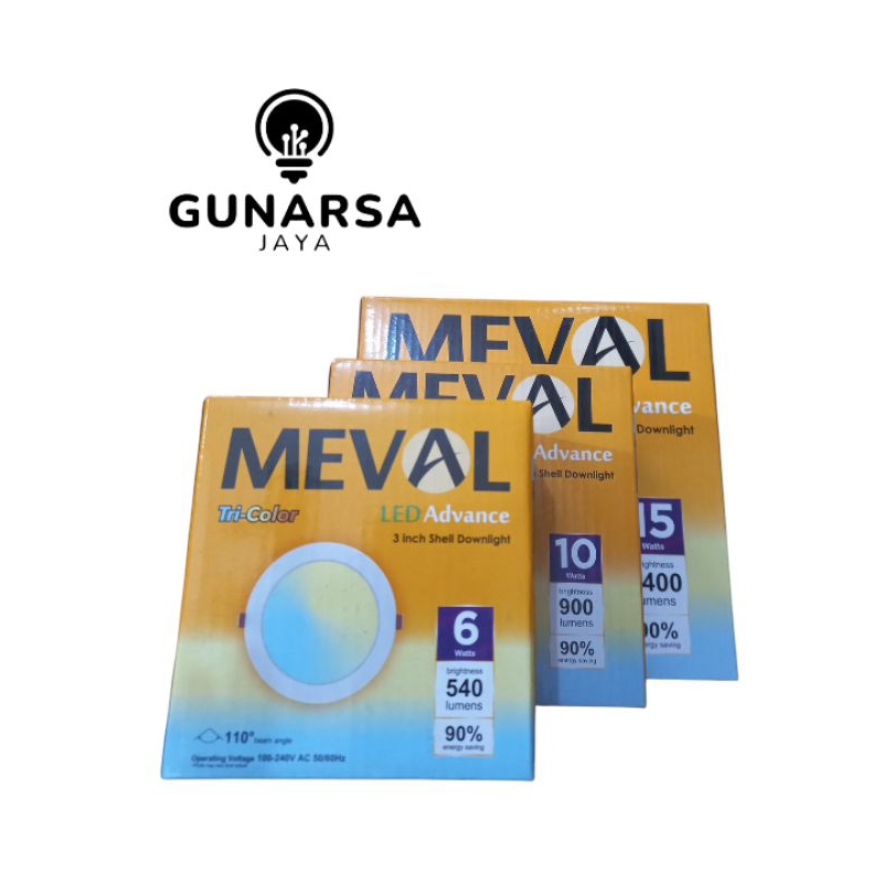 Jual meval downlight 3 warna inbow / tanam 6watt 10watt 15watt | Shopee ...