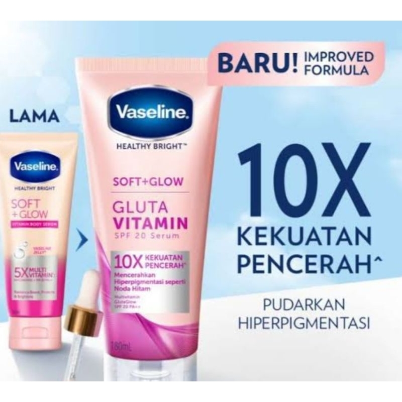 Jual Vaseline Healthy Bright Soft+Glow Gluta Vitamin SPF 20 Serum 180 ml | Shopee Indonesia