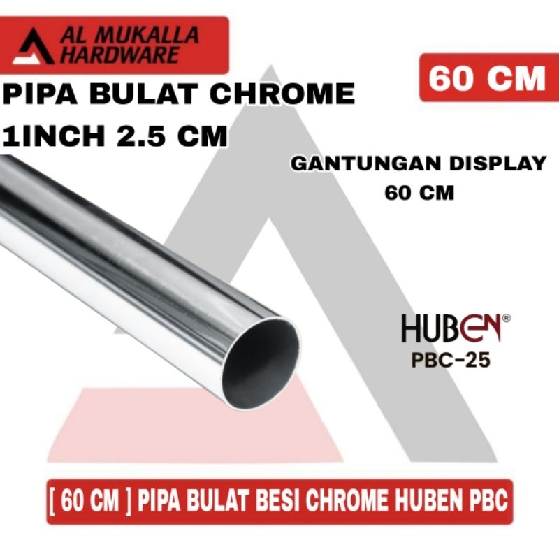 Jual [ 60 CM ] Pipa Bulat Besi Chrome Huben 25mm | Pipa Gantung Baju ...