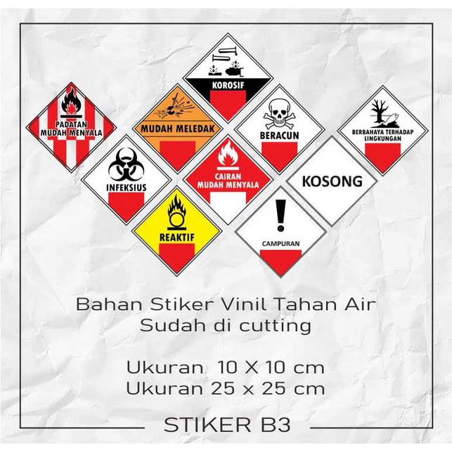 Jual Stiker label K3 limbah B3 ukuran 10 x 10 cm, Stiker hazmat ...