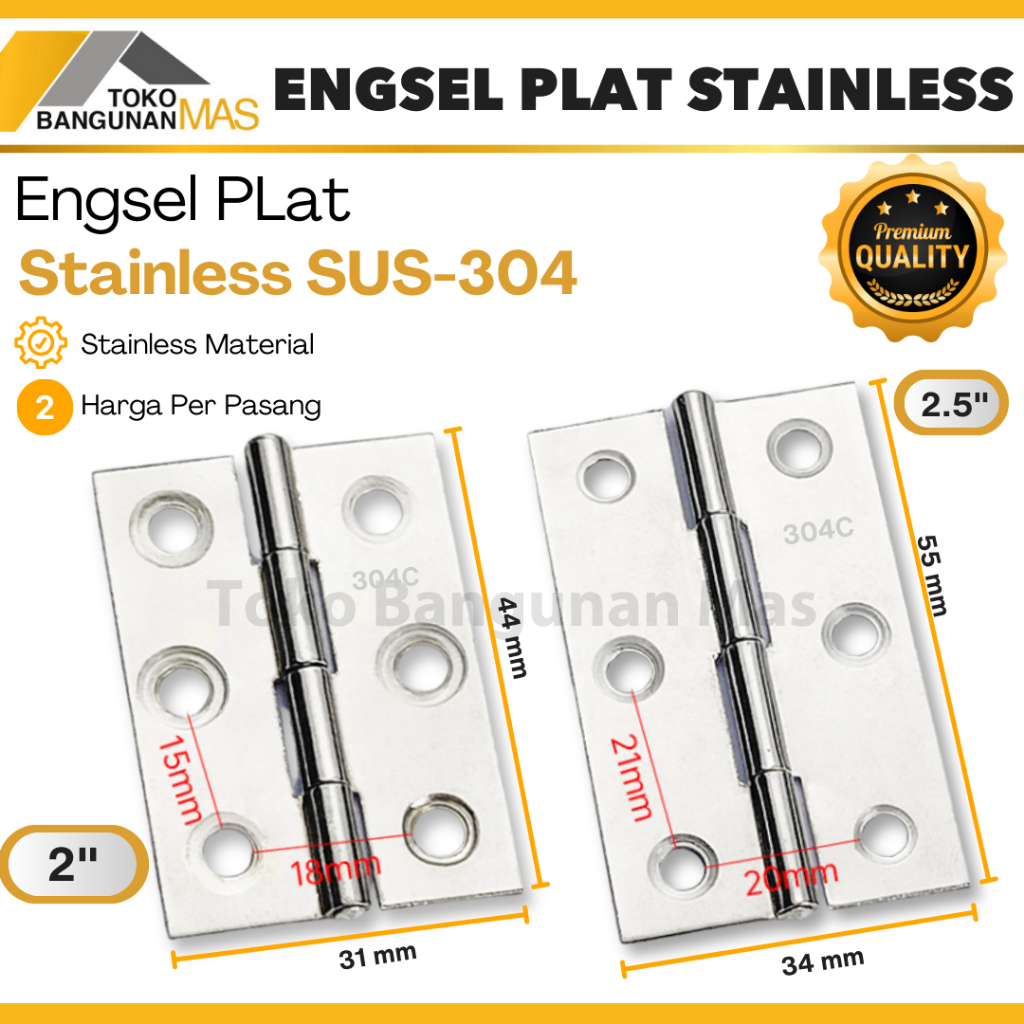 Jual Engsel Plat Stainless Steel Engsel SUS-304 Engsel Pintu Jendela ...