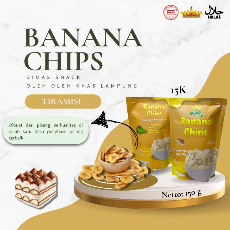 Jual Dimas Snack - Banana Chips Tiramisu - Keripik Pisang Rasa Tiramisu ...