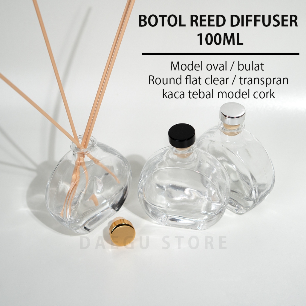 Jual Botol Reed Diffuser 100ml Oval Round Flat / Transparan Kaca Tebal ...
