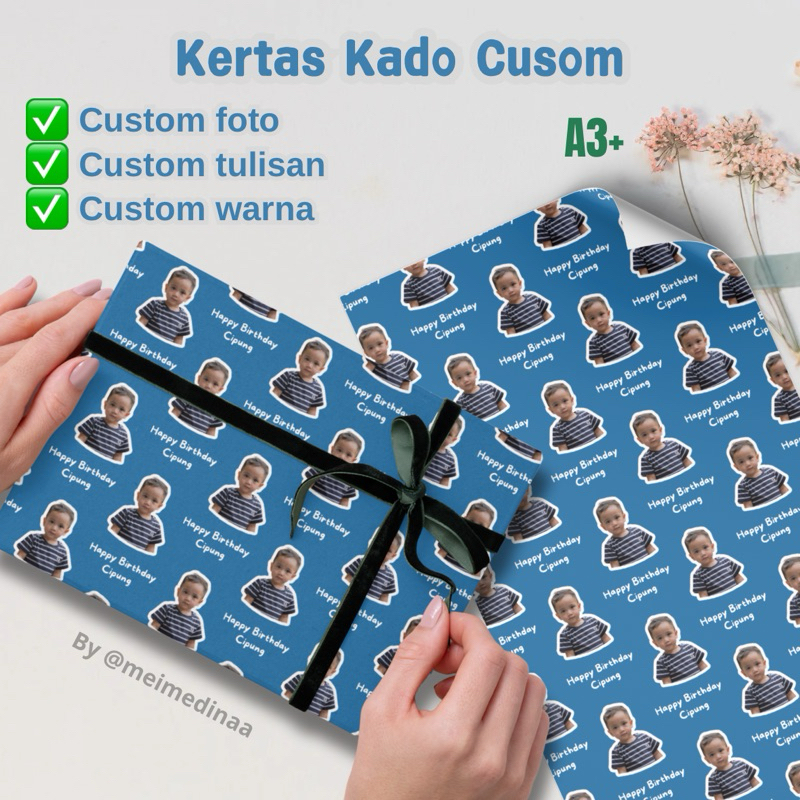 Jual Kertas Kado Custom Foto Dan Tulisan Kertas Kado Tinta Waterproof ...