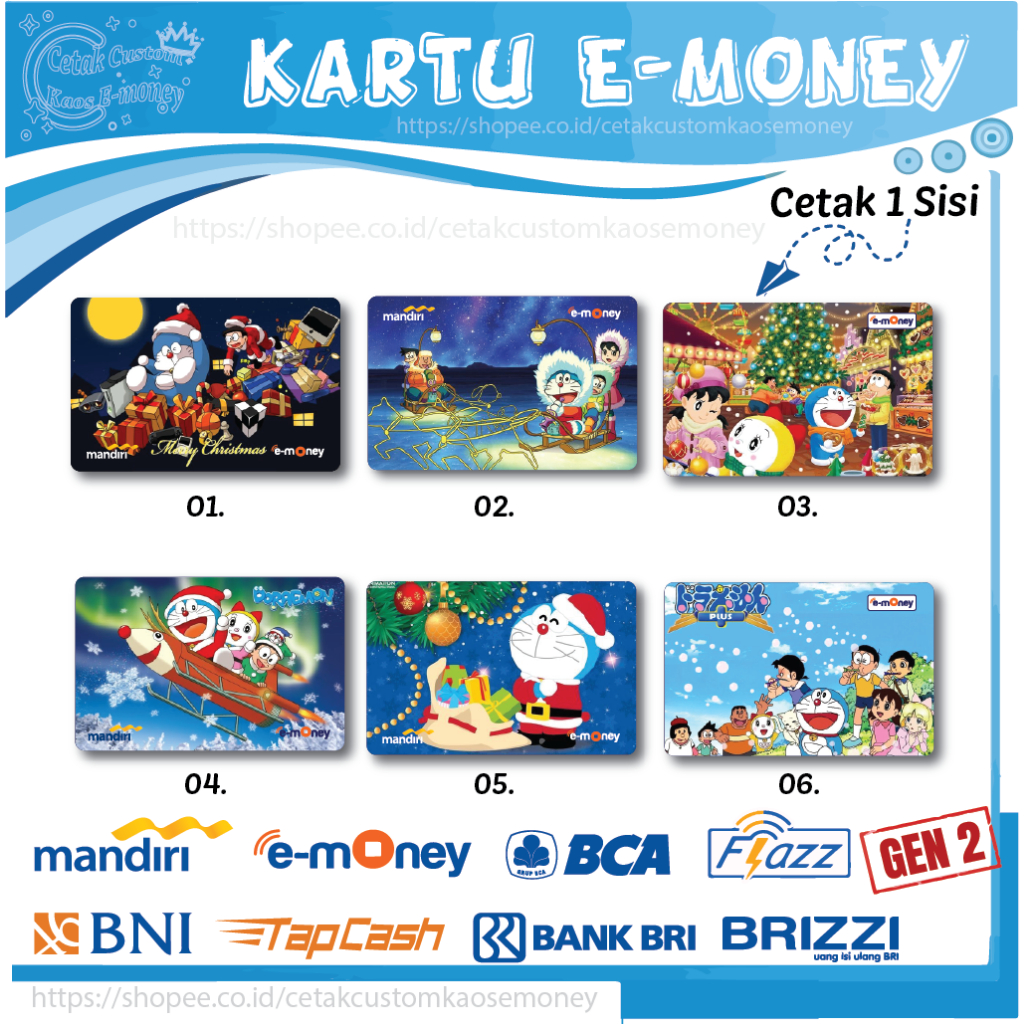 Jual KARTU E MONEY E TOLL GAMBAR DORAEMON CUTE ANIME KARTUN EMONEY ...