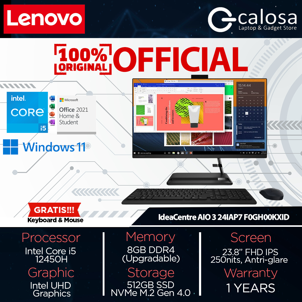 Jual PC Lenovo IdeaCentre AIO 3 24IAP7 KYID KXID Core i5-12450H RAM8GB ...