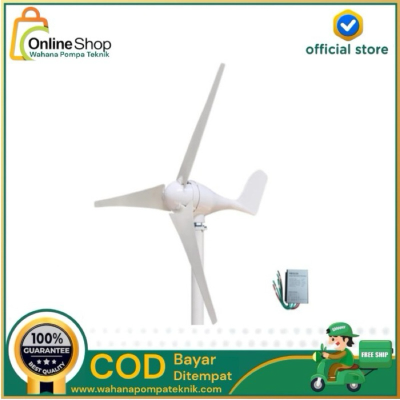 Jual Wind turbine generator 400W 12V 3 blades with Controller complete ...
