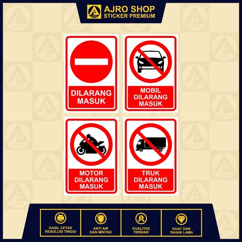 Jual Stiker Rambu Berbagai Kendaraan Dilarang Masuk - Ukuran 20x28,5 Cm ...