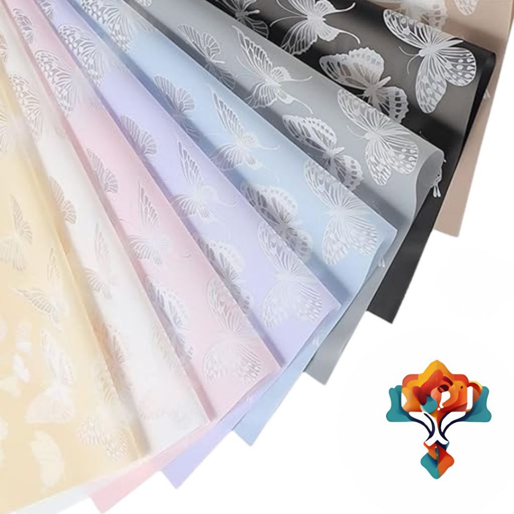 Jual 5 Lembar Kertas Cellophane Buket Bunga Transparan Motif Kupu-Kupu ...