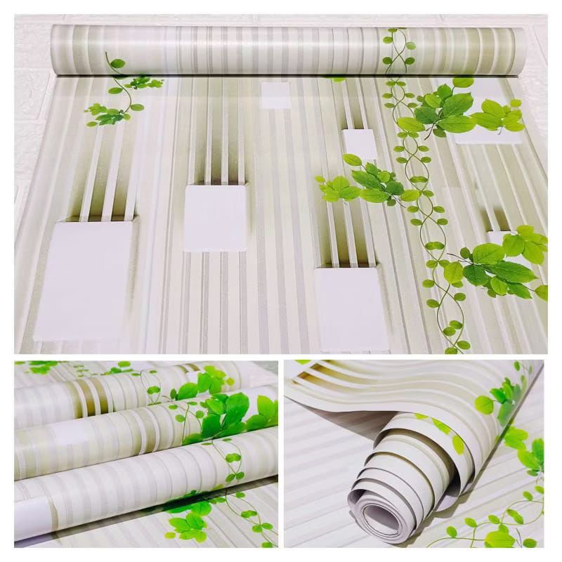 Jual WALLPAPER DINDING RUANG//WALLPAPER STICKER MOTIF DAUN PAGAR RAMBAT HIJAU 45CMx8-9 METER ...