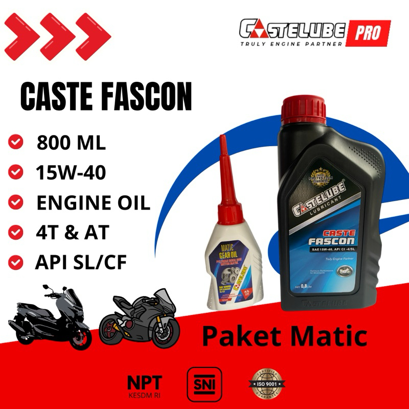 Jual Castelube Fascon 15W/40 800ML & Oli Gardan 120ML Paket Matic ...