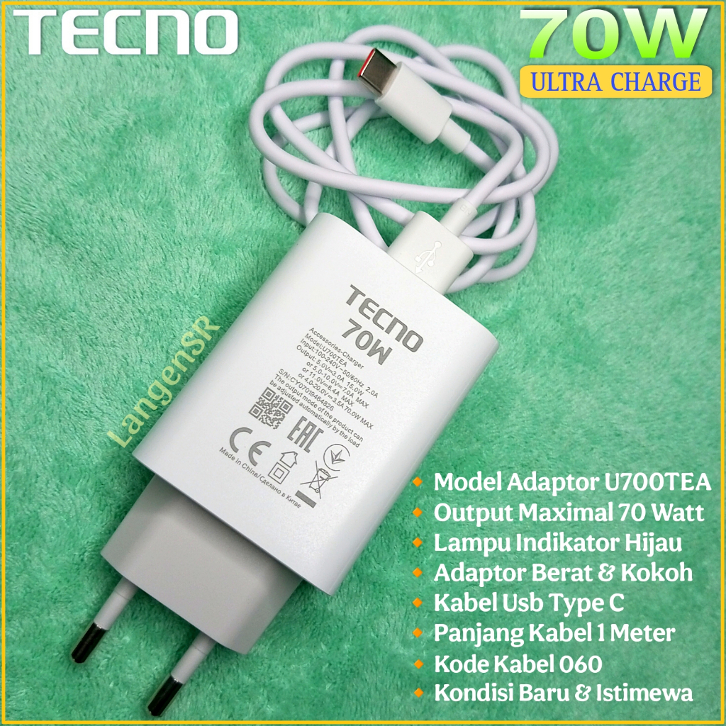 Jual Charger TECNO 70W ULTRA CHARGE Pova 6 | Pova 6 Pro Asli Original Tecno Garansi Resmi ...