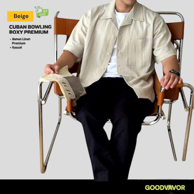 Jual GOODVAVOR Cuban Bowling Boxy Oversized Linen Shirt | Kemeja Linen ...