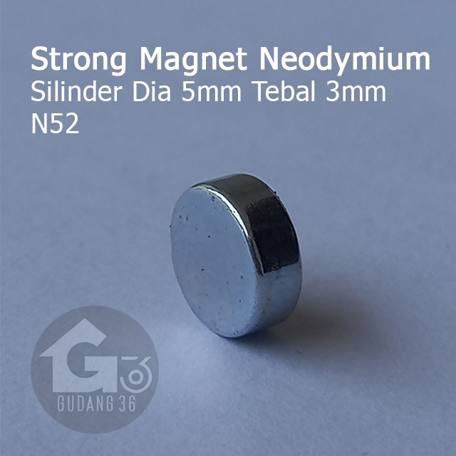 Jual magnet neodymium n52 silinder 5x3 mm diameter 5mm tebal 3mm ...