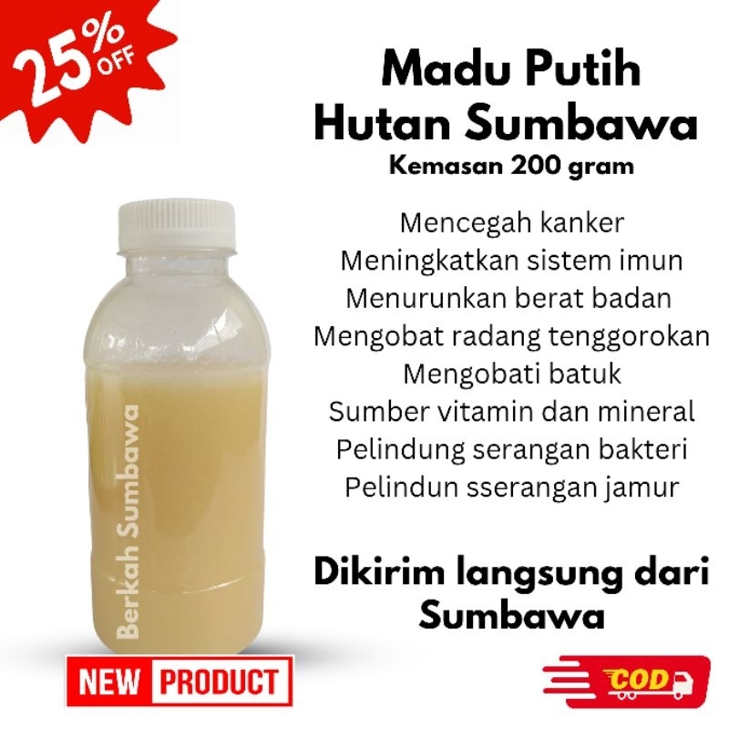 Jual Madu Putih Hutan Sumbawa Kemasan 200 gram | Shopee Indonesia