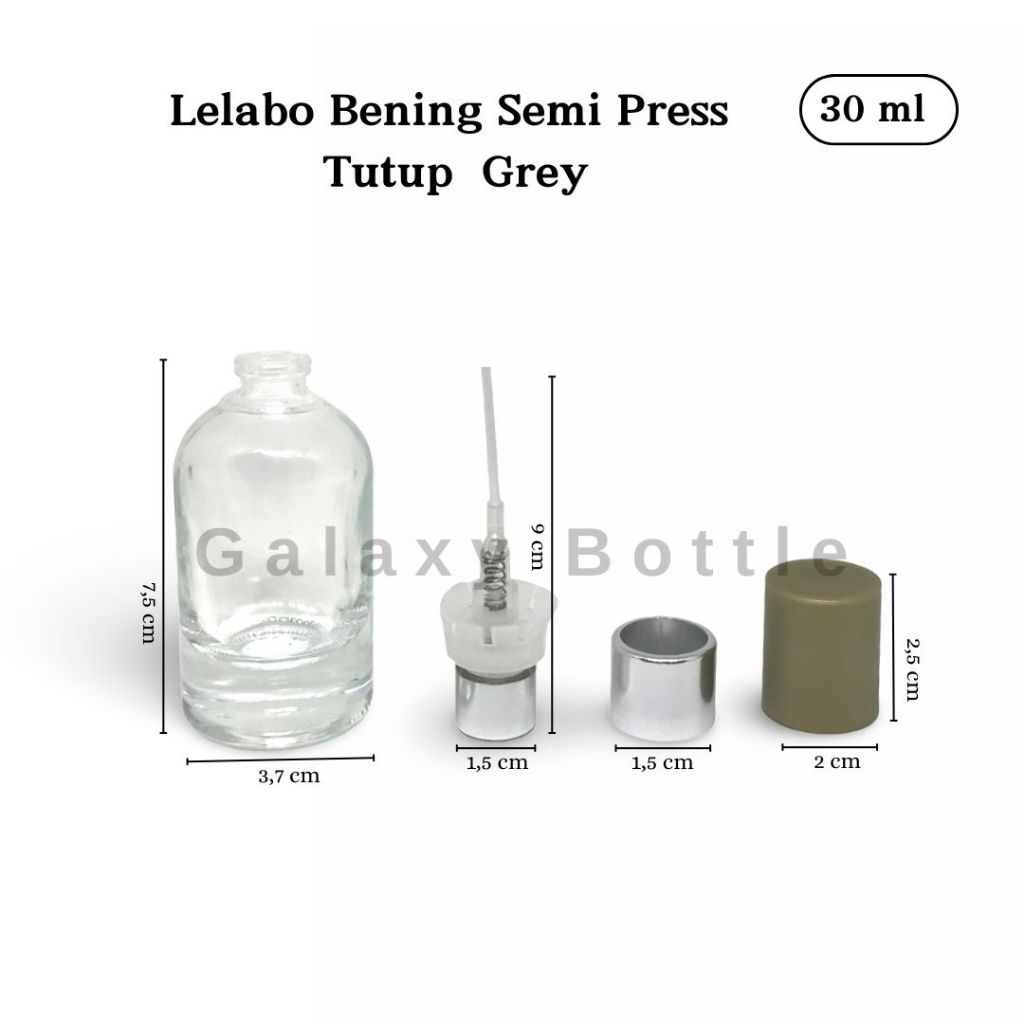 Jual Glx Botol Kosong LLB Bening Semi Press Tutup Grey 30ml |PAKAI ALAT ...