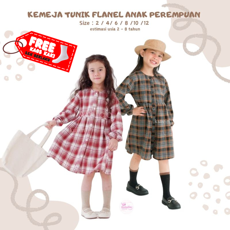 Jual Tunik Anak Perempuan | Kemeja Tunik Anak Perempuan Kotak-Kotak ...