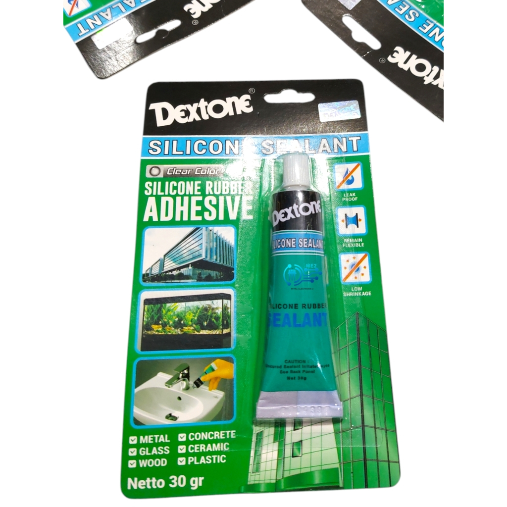 Jual Dextone Lem Kaca silicone Sealant Rubber Adhesive Bening 30 gr ...