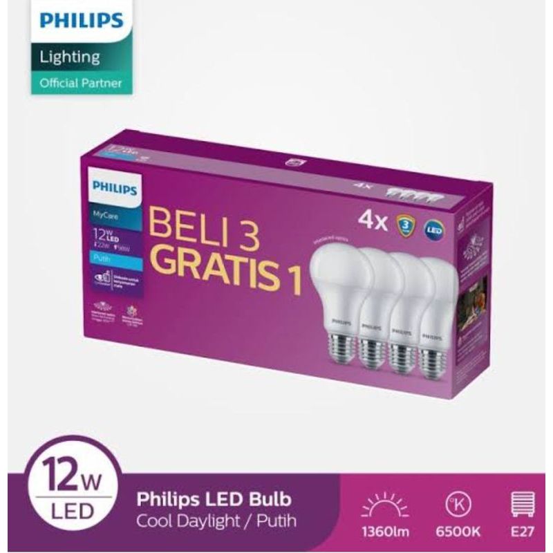 Jual Promo Lampu Philips LED 12 Watt Beli 3 Gratis 1, menerangi ruangan ...
