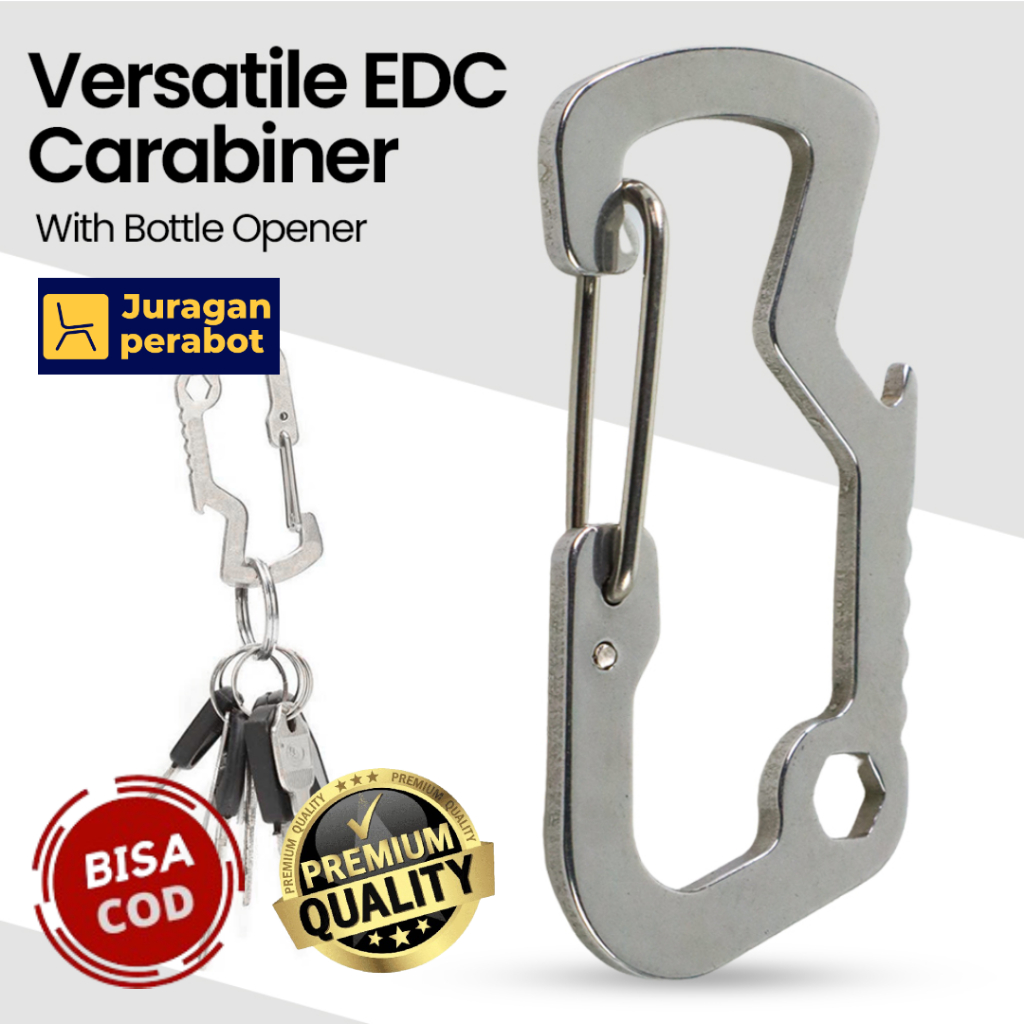 Jual Versatile EDC Carabiner Stainless Steel dengan Pembuka Botol ...
