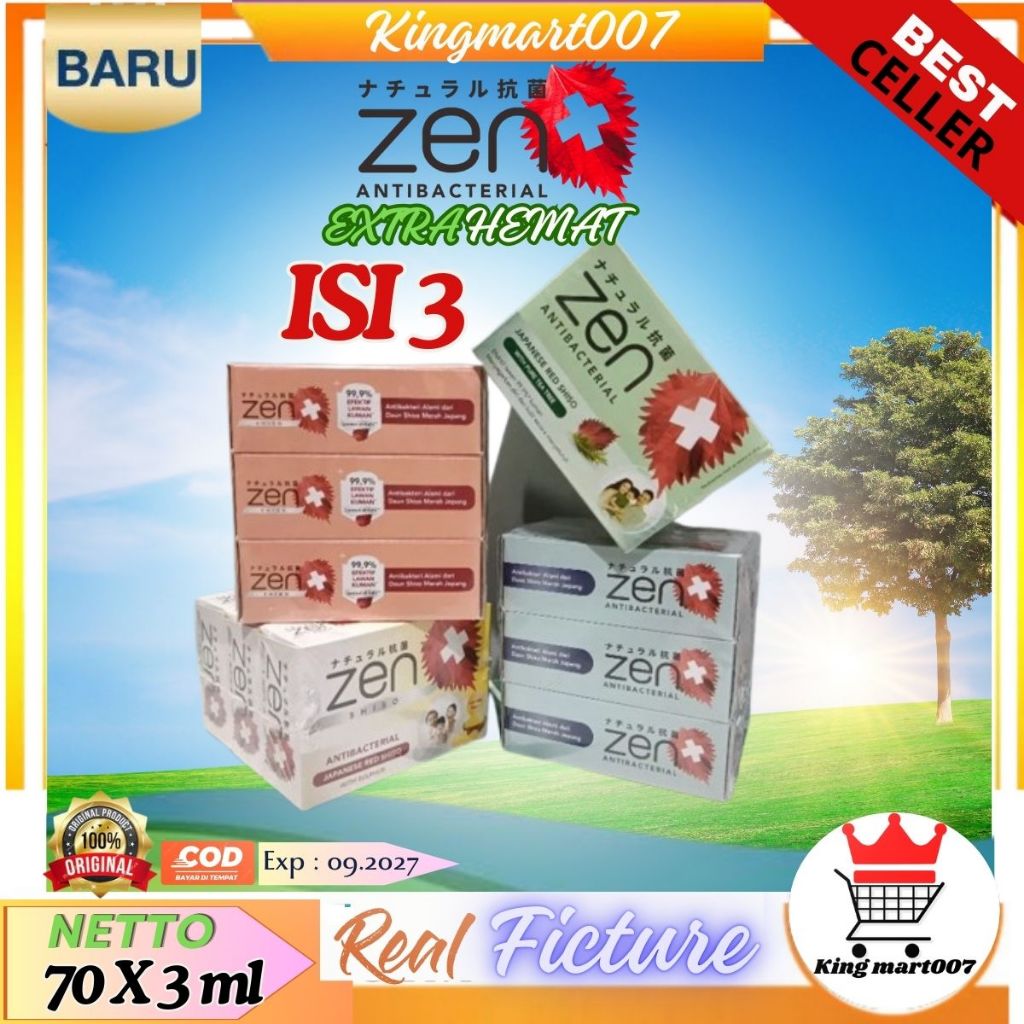 Jual BANDEED ISI 3 - ZEN Anti Bacterial Bar Soap - Sabun Mandi Batang Kesehatan netto: 70 x 3ml ...