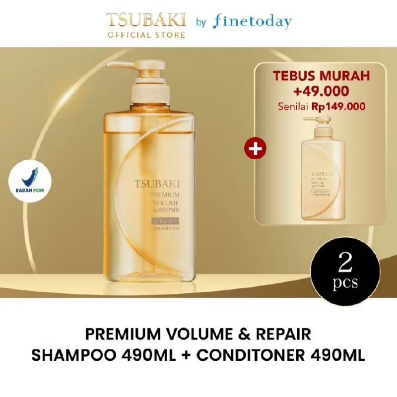 Jual Tsubaki Premium Volume & Repair Shampoo 490ml FREE Conditioner ...