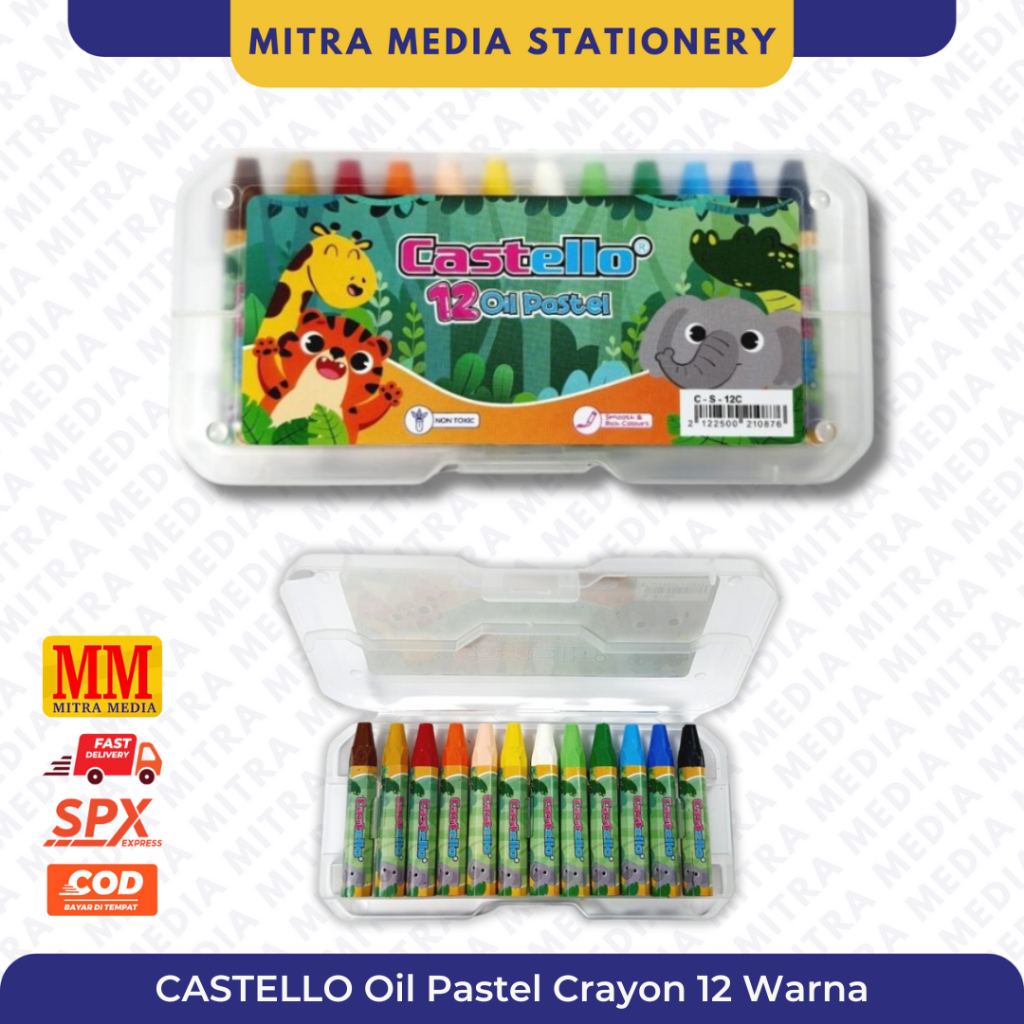 Jual Crayon / Oil Pastel Castello 12 Warna Standard / Krayon 12 Warna ...