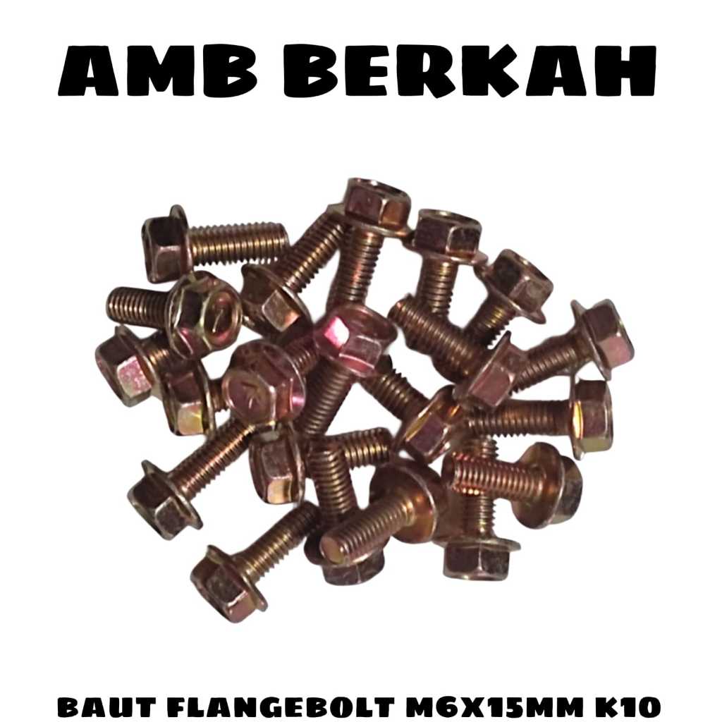 Jual BAUT FLANGE BOLT BAJA/BAUT TOPI BAJA M6X15 ( BAUT KUNCI 10 PNJNG 1,5CM ) | Shopee Indonesia