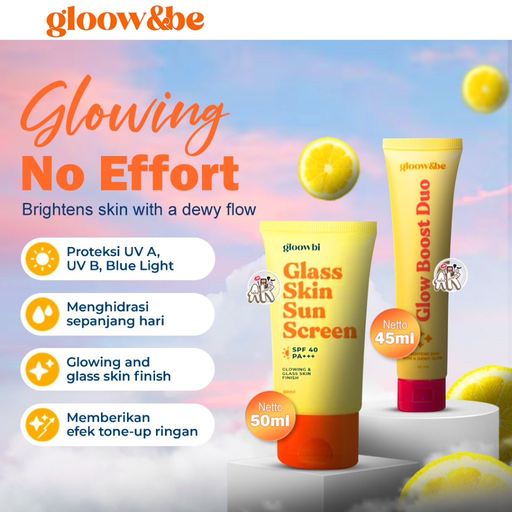 Jual GLOOW&BE SKINCARE SERIES ( SUNSCREEN GLASS SKIN SPF40 / GLOW BOOST ...