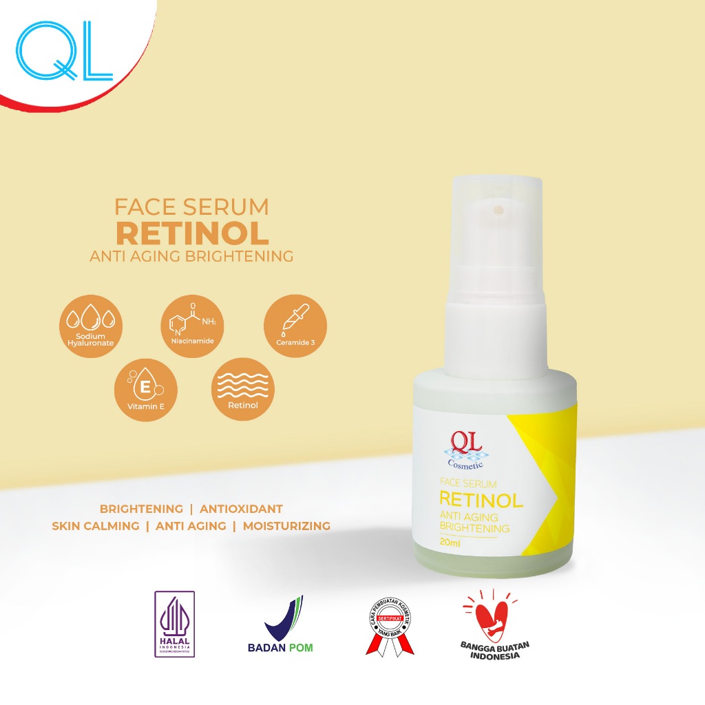 Jual QL Face Serum Retinol Anti Aging Brightening - 20 ML | Shopee ...