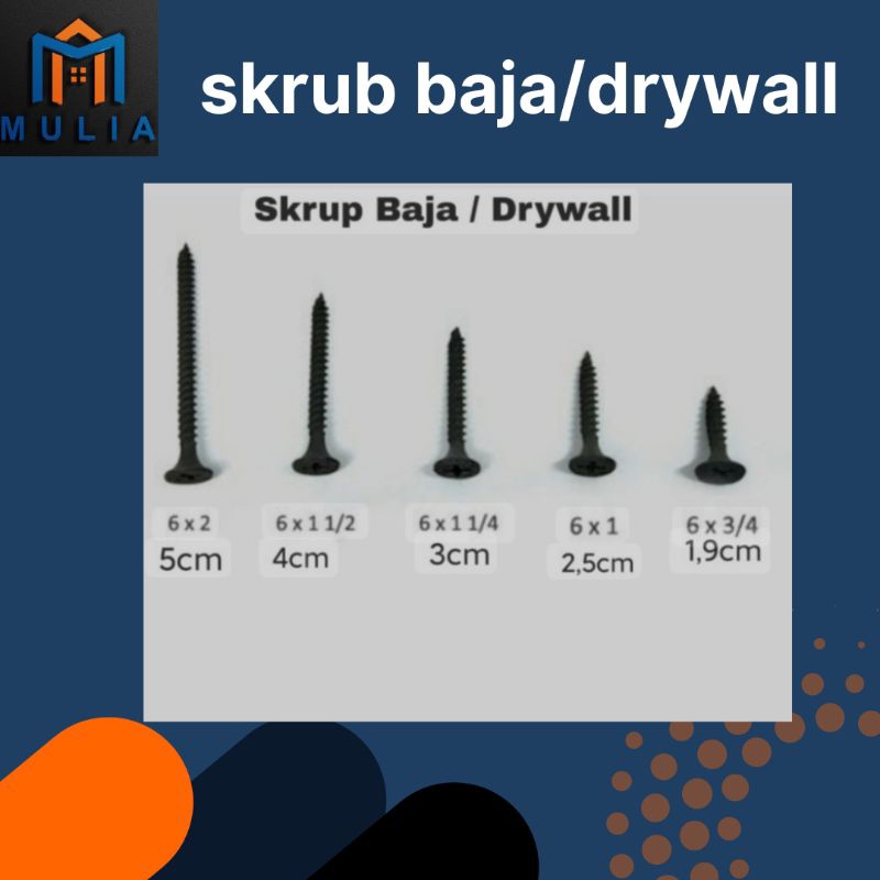 Jual SEKRUP GYPSUM BAJA 100 pcs - BAUT SKRUP KAYU DRYWALL SCREW BLACK ...