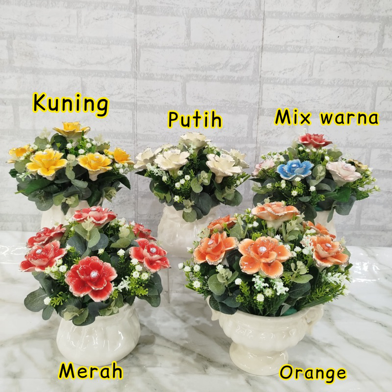 Jual Rangkaian Bunga Keramik 7 tangkai / Rangkaian Bunga keramik antik ...