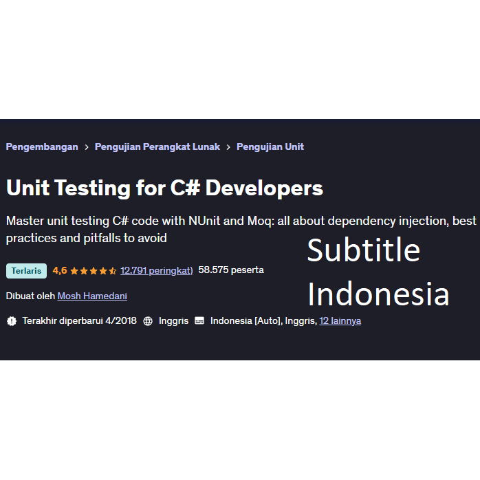 Jual Course Unit Testing for C# Developers | Shopee Indonesia