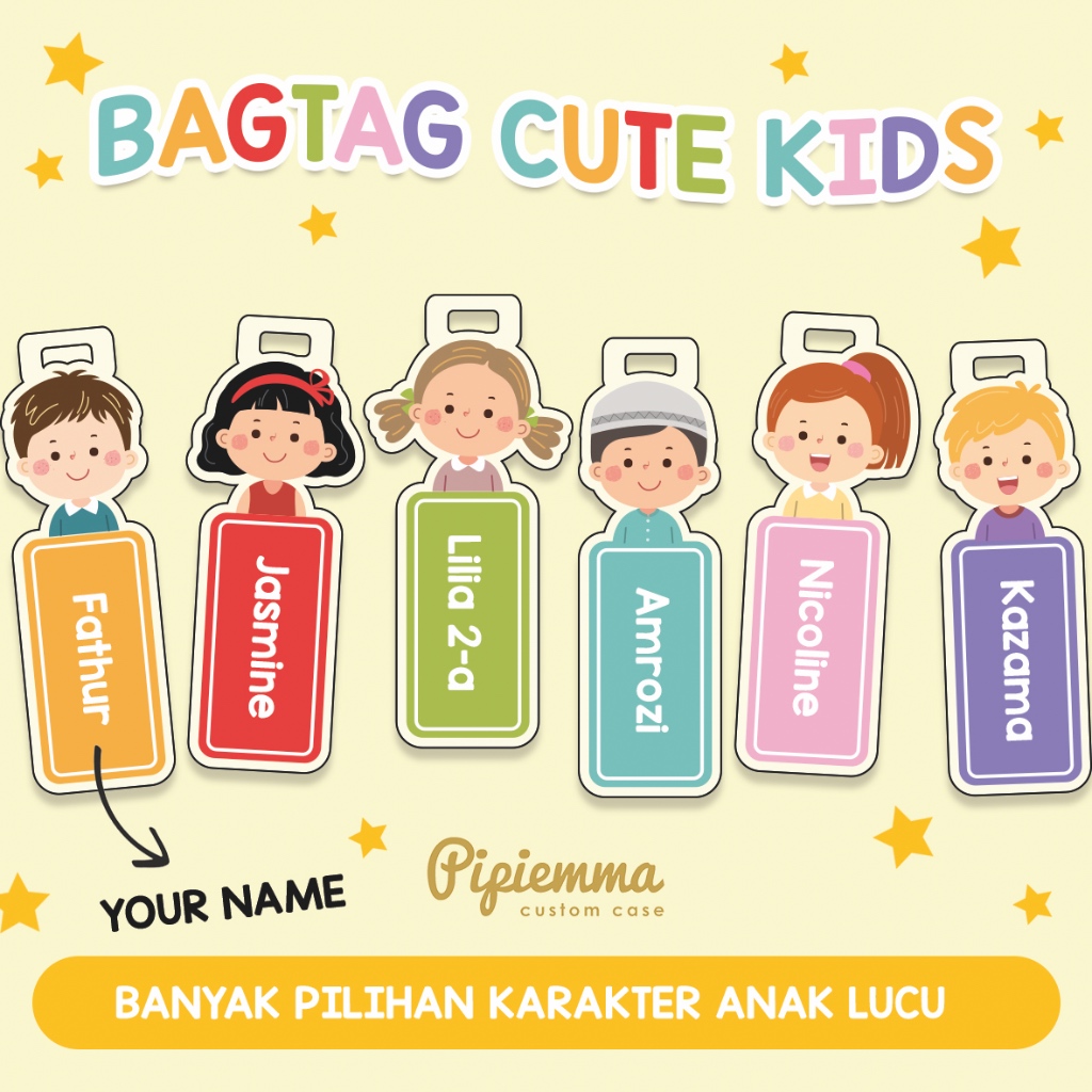 Jual Bagtag Anak Lucu Boy Girl Custom Nama Gantungan Tas Anak Cute Kids ...