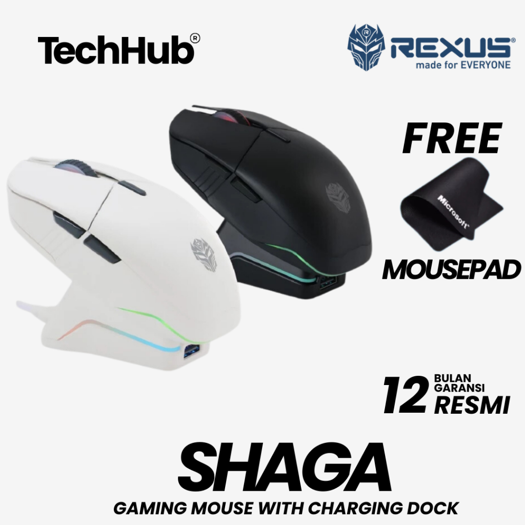 Jual Rexus Shaga RX-130 Mouse Gaming Wireless with Charging Dock ...