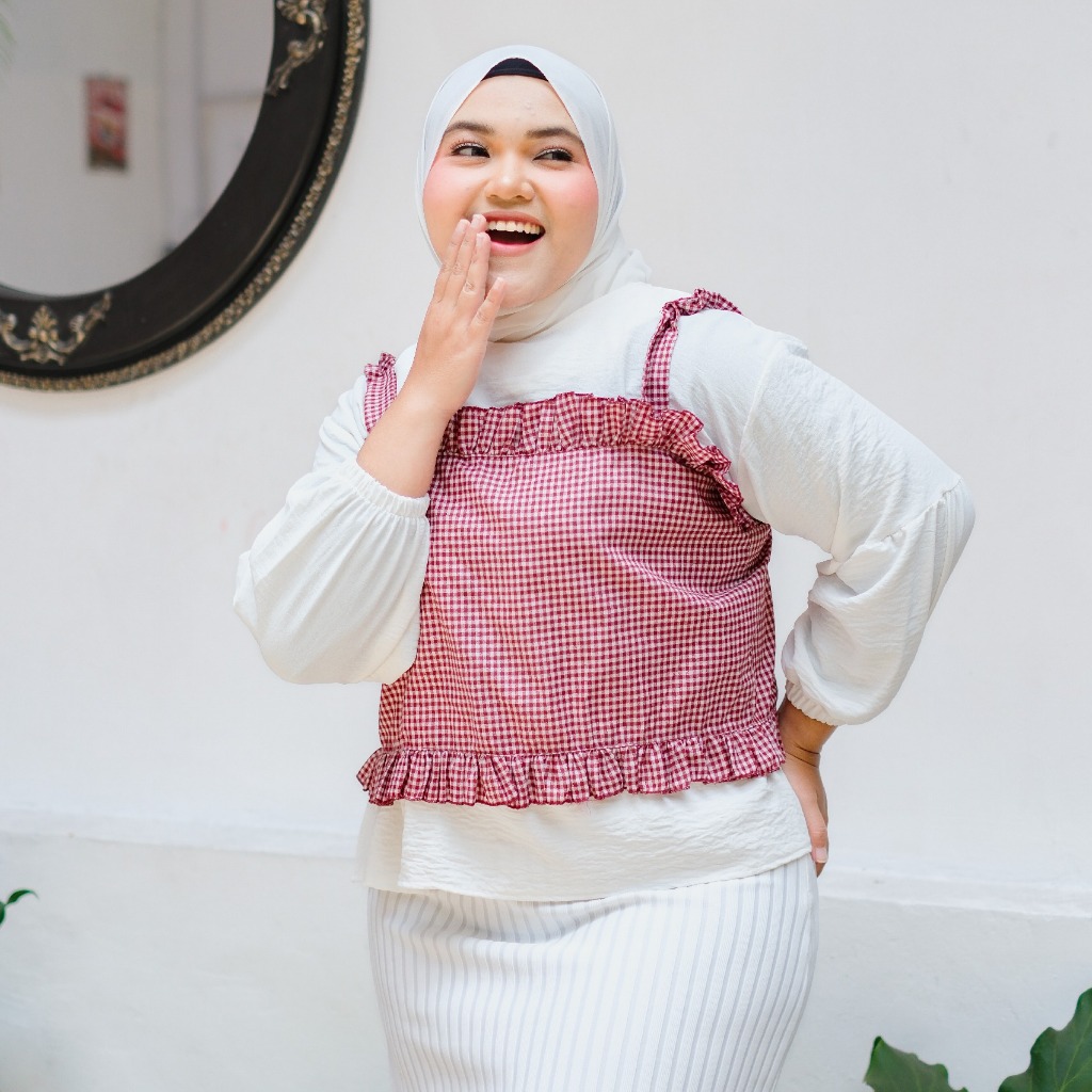 Jual Siselyo Hikaru Square Outer Maroon M16195 Vest Wanita Tartan Style ...